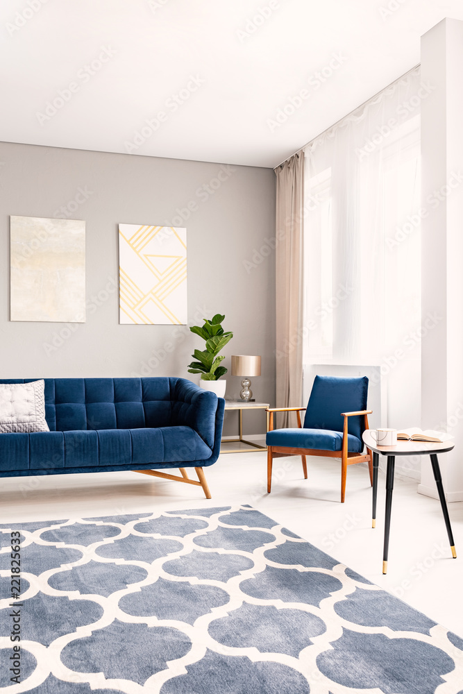 Blue Sofa Grey Rug | Cabinets Matttroy