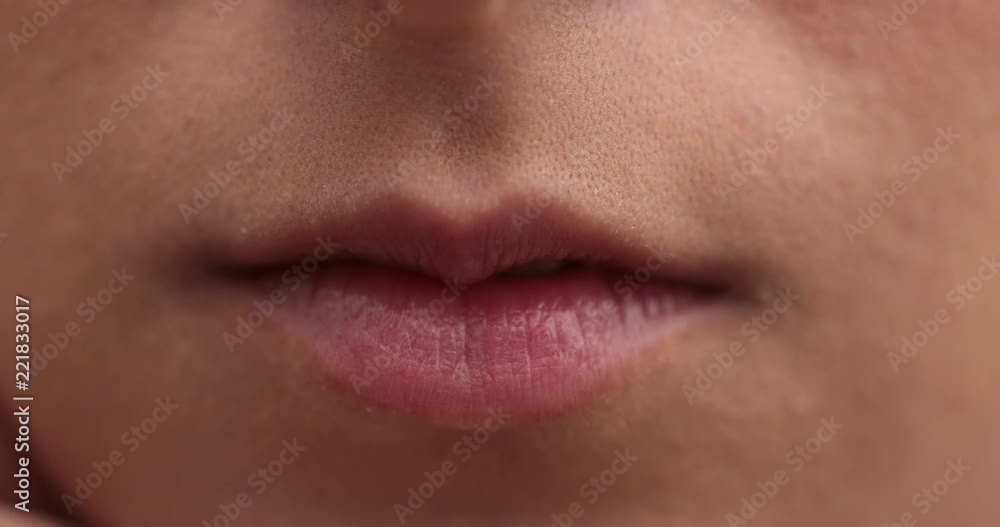 Close-up of girl lips smiling. Macro of young woman smile3 Stock Video ...