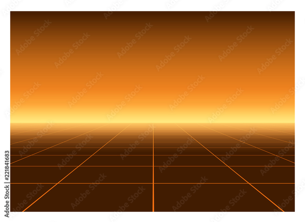 Perspective grid in Retro Futurism Style. Abstract bright background in ...