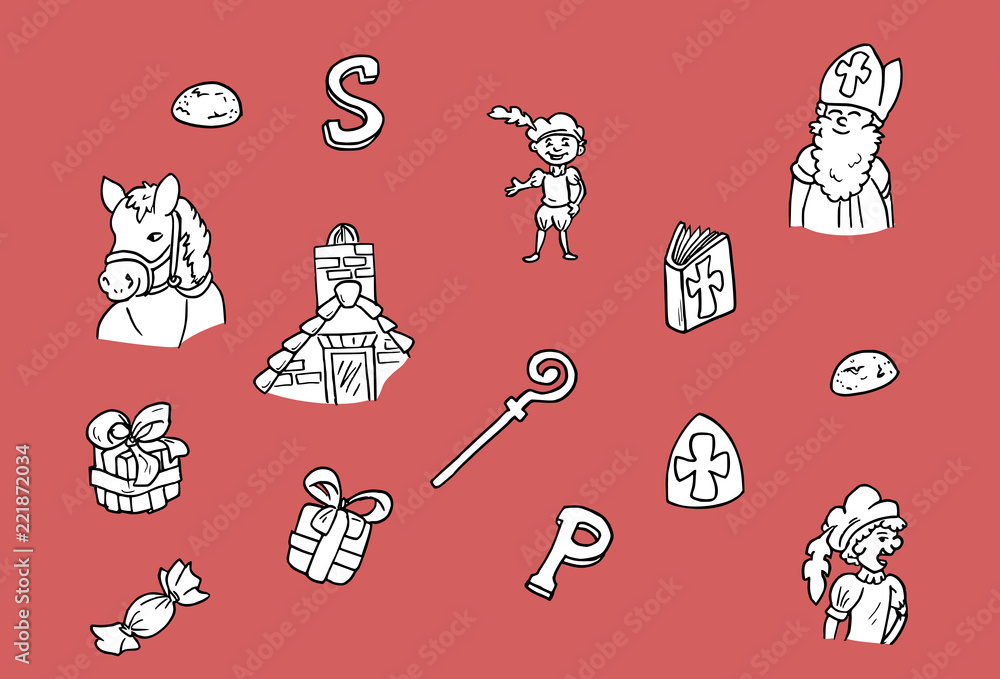 Sinterklaas feest - diverse elementen die symbool staan voor het ...