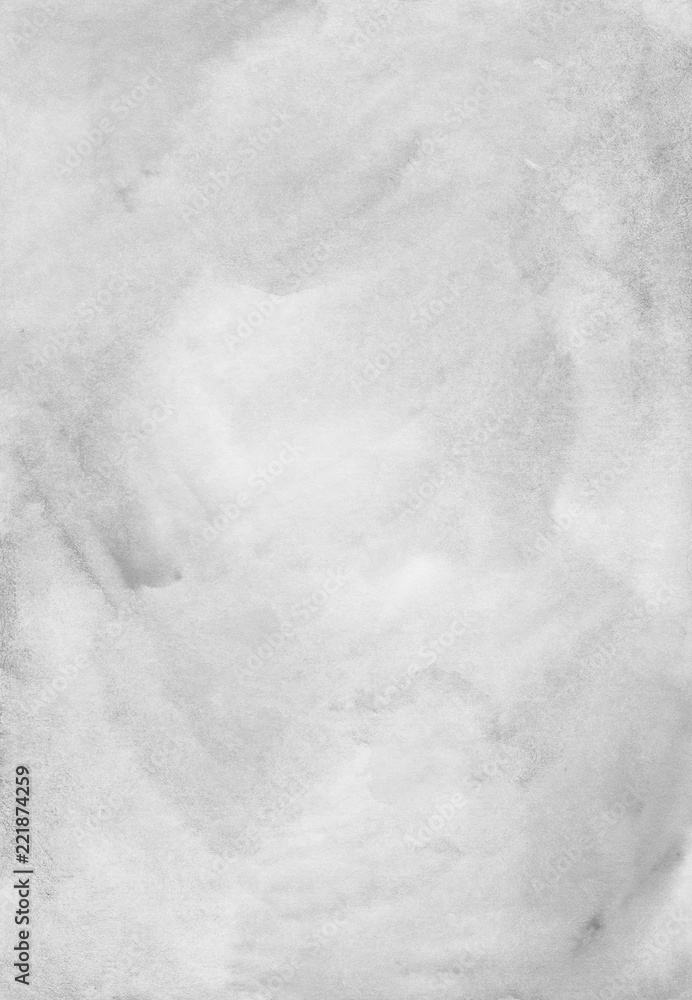 Watercolor light gray background hand painted. Aquarelle grey stains on ...
