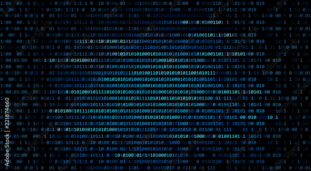 01 or binary code number on the computer in digital data technology ...