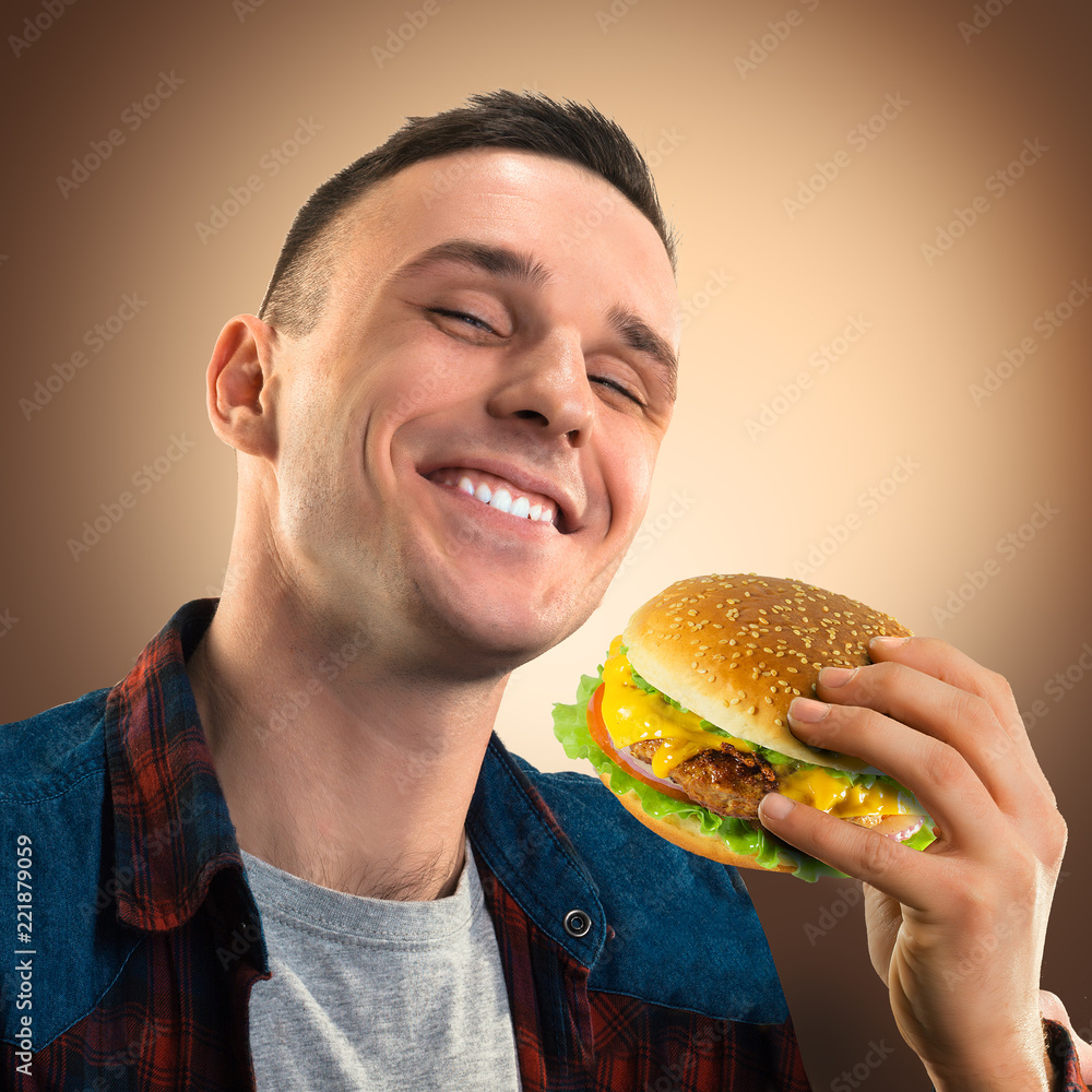 Fat Guy Eating Burger