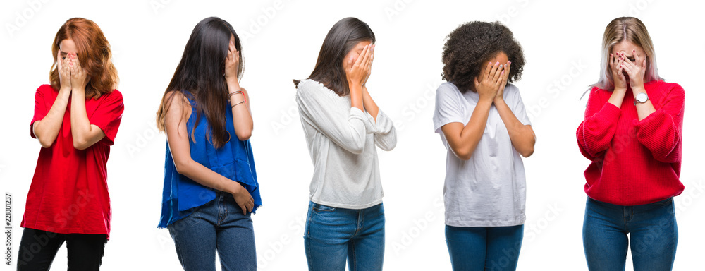 Collage of group of beautiful Chinese, asian, african american ...