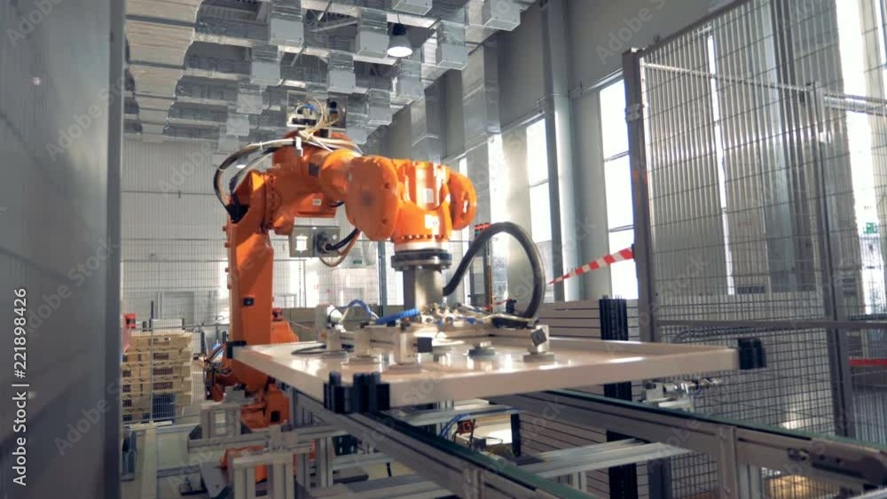 Vidéo Stock Modern factory robotic arm working at a plant. 4K. | Adobe ...