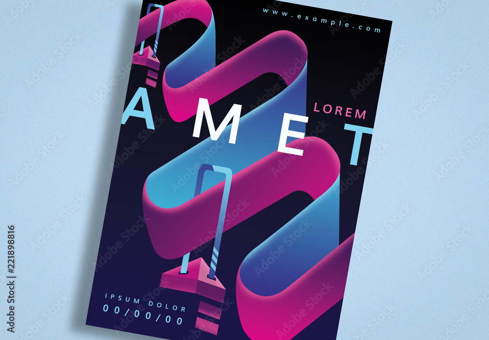 Event Poster Layout with Pink and Blue Elements Stock Template | Adobe ...