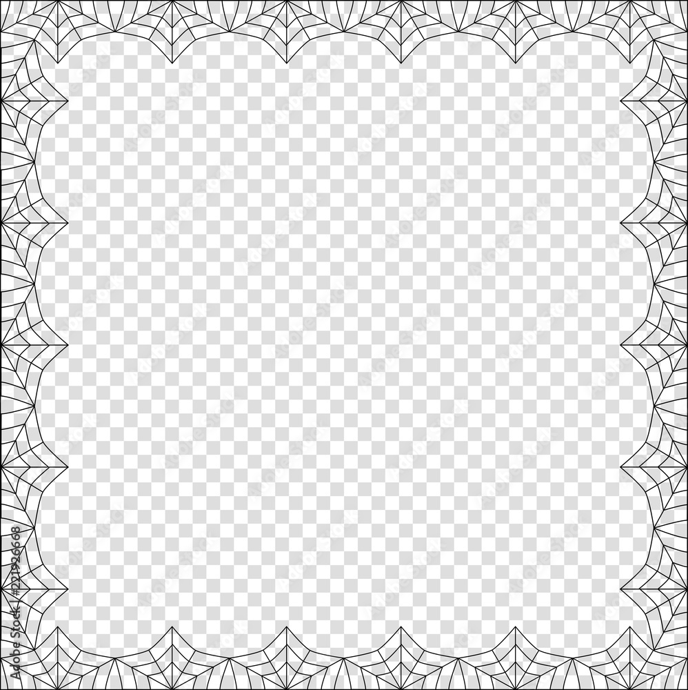 Halloween square spider web border on transparent background isolated ...