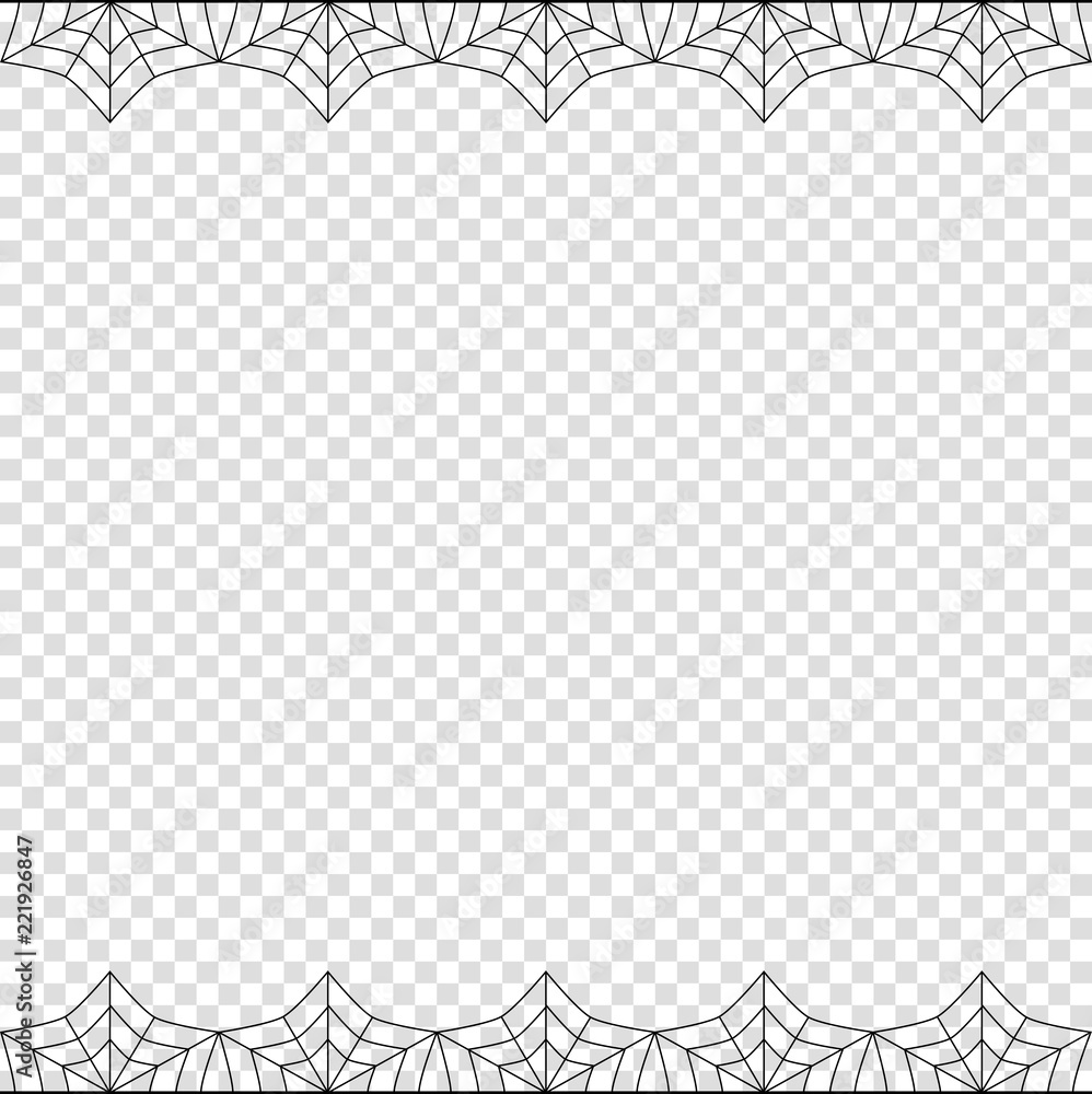 Halloween double spider web border on transparent background isolated ...