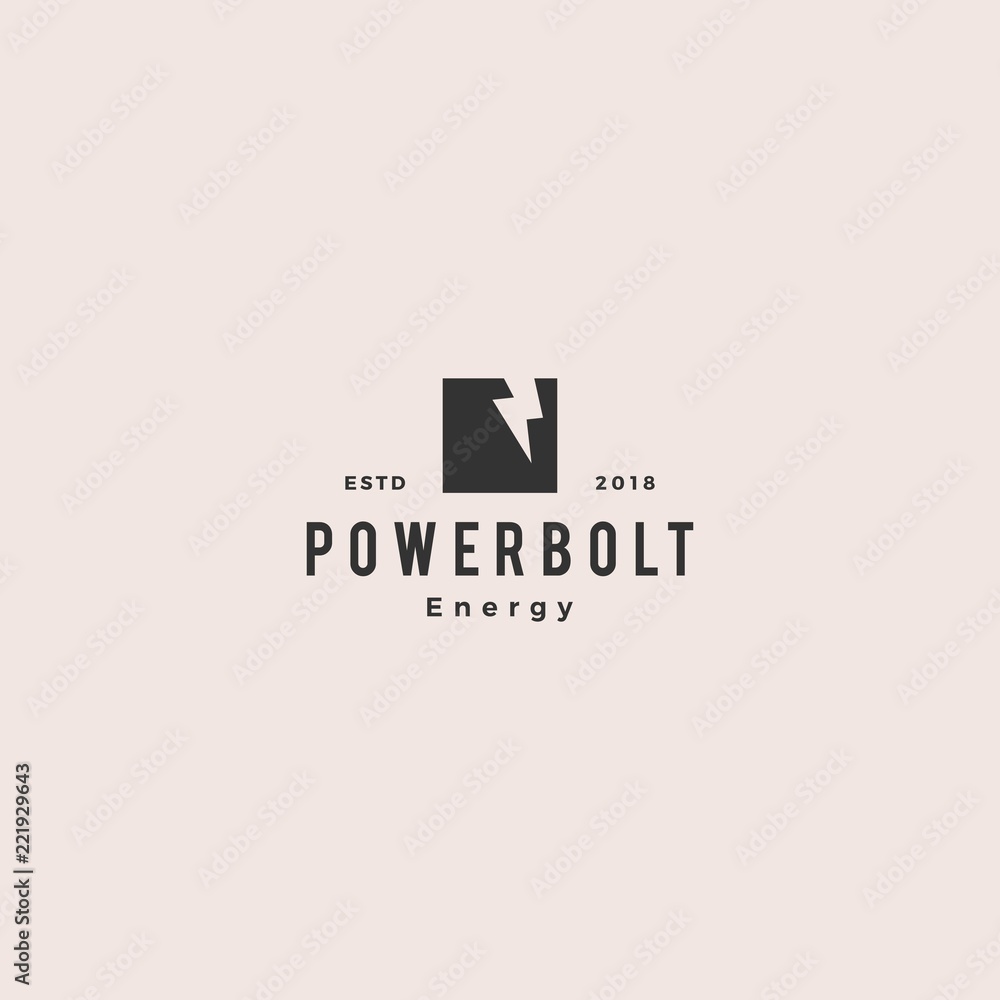 lightning bolt power logo vintage retro hipster vector icon symbol sign ...