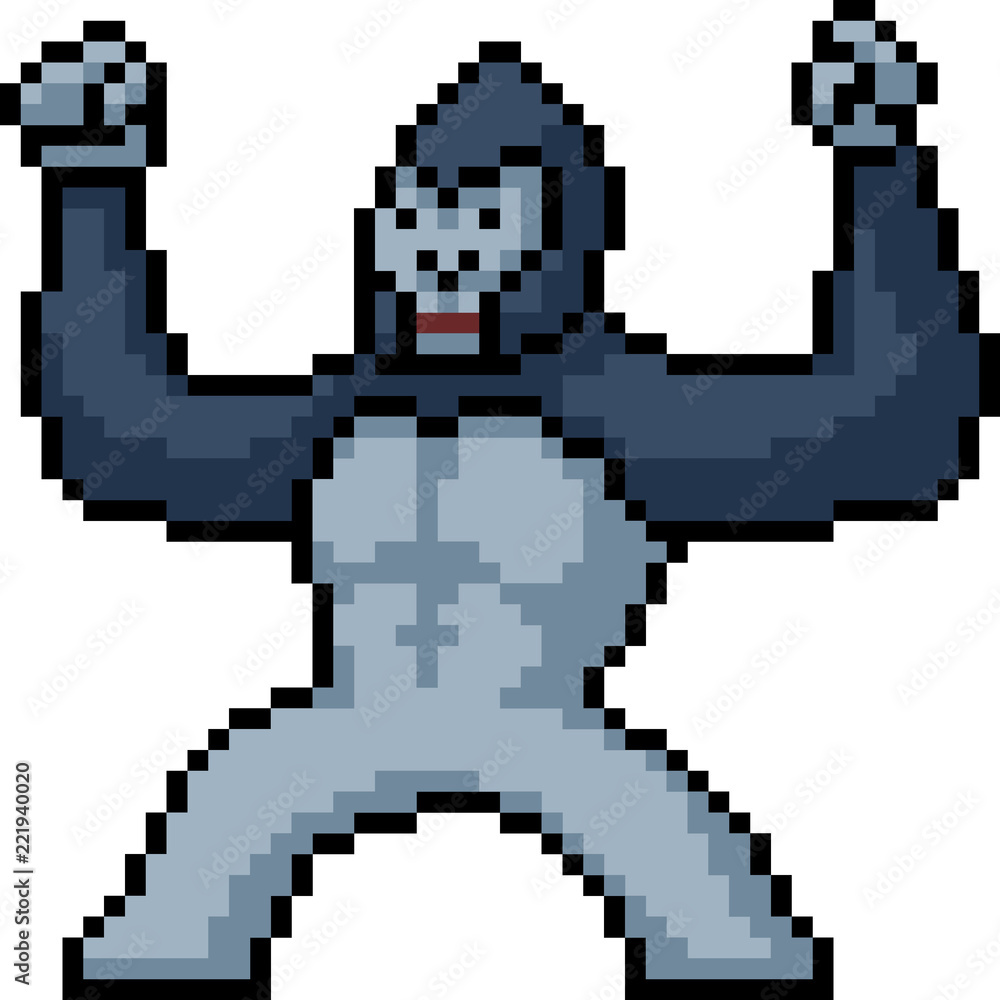 vector pixel art gorilla Stock Vector | Adobe Stock