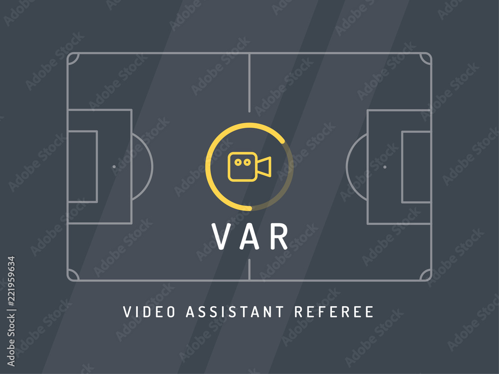 Video Assistant Referee. Soccer / football VAR System on the TV screen ...