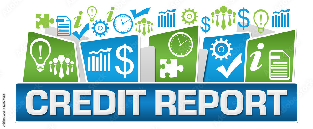 Credit Report Green Blue Business Symbols On Top Stock Illustration ...