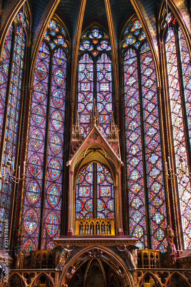 Beautiful interior of the Sainte-Chapelle (Holy Chapel), a royal ...