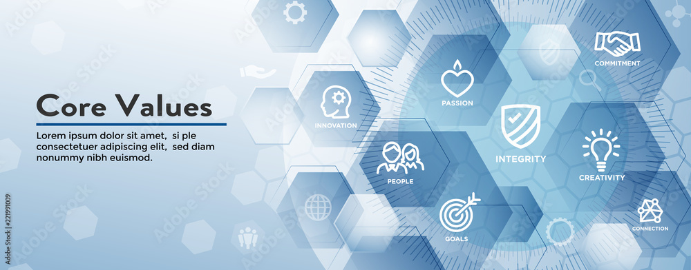 Core Values Outline Icon w person and collaborating / thinking ideas ...