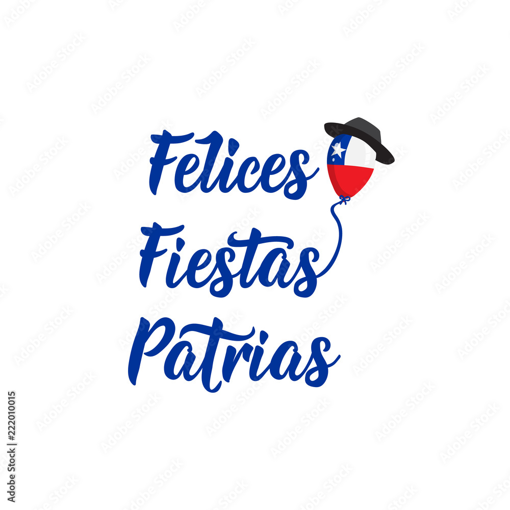 Independence Day of Chile greeting card text in spanish: Happy ...