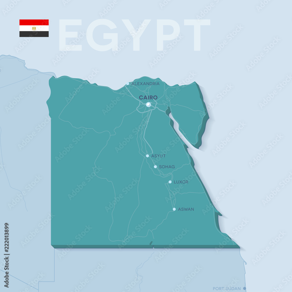 Verctor Map of cities and roads in Egypt. Stock Vector | Adobe Stock
