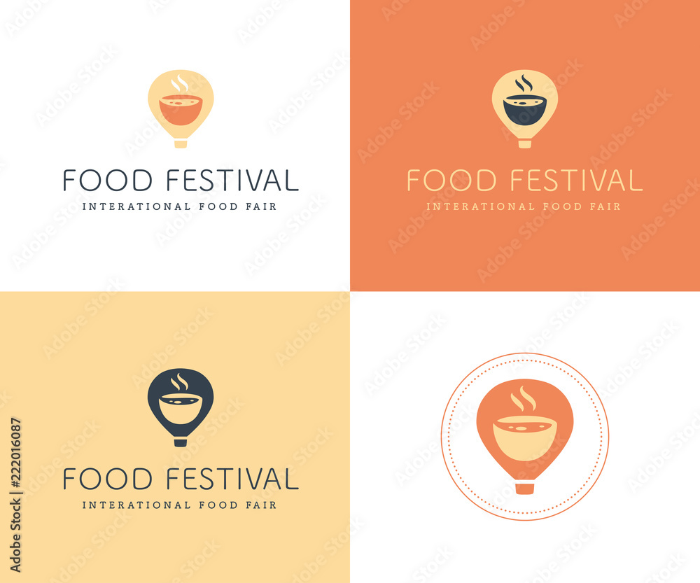 Vector food festival logo template in different color variants isolated ...