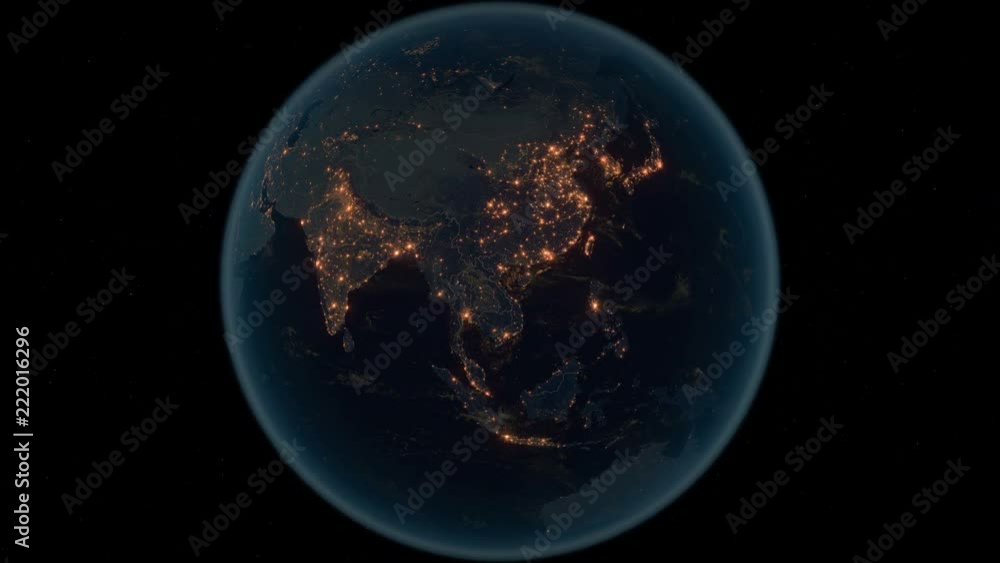 Zoom to Japan. The Night View of City Lights. Planet Earth and World ...