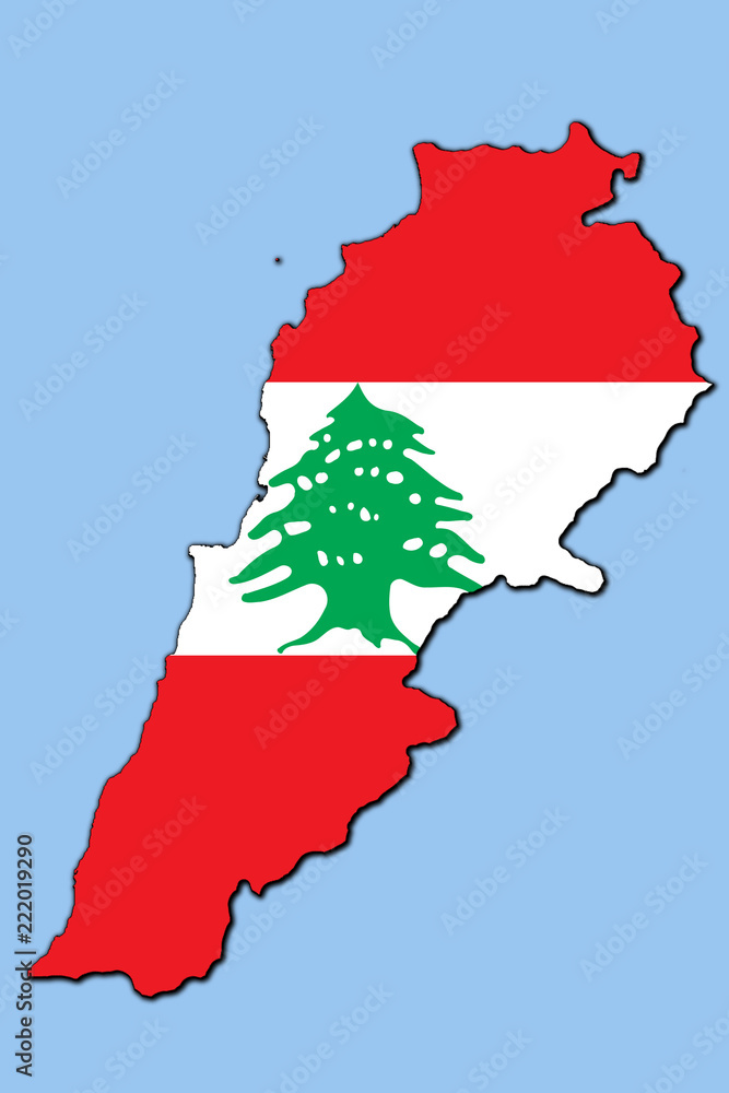 LEBANON flag map. Isolated. 3D illustration. Stock Illustration | Adobe ...