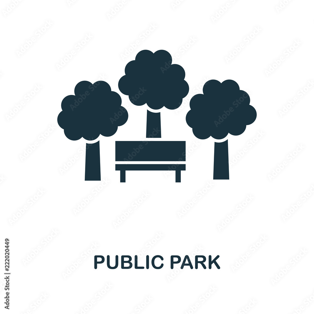 Public Park icon. Monochrome style design from city elements icon ...