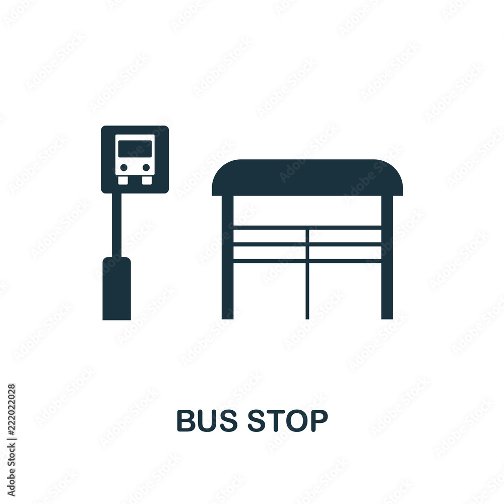 Bus Stop icon. Monochrome style design from city elements icon ...