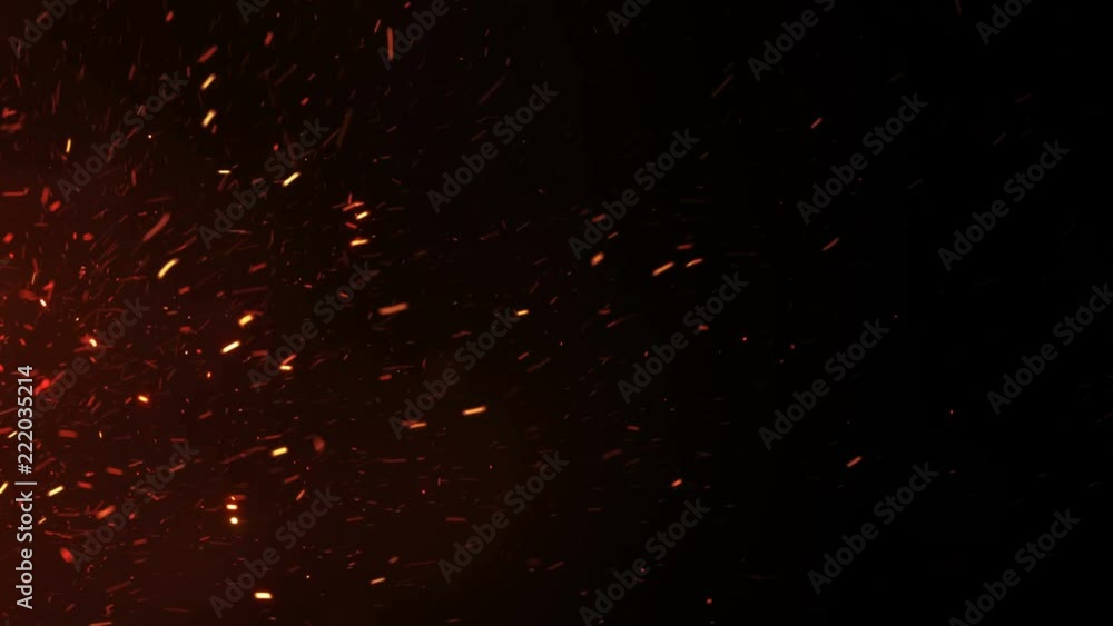 Beautiful Burning Hot Sparks Rising from Large Fire in Night Sky ...