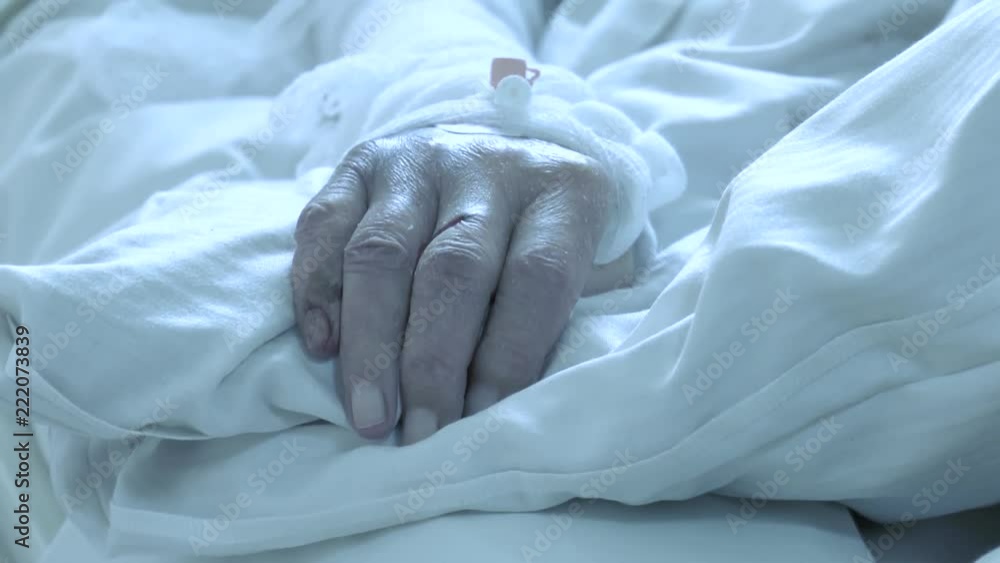 4K, Patient in the hospital has a central puncture (catheter). Elderly ...