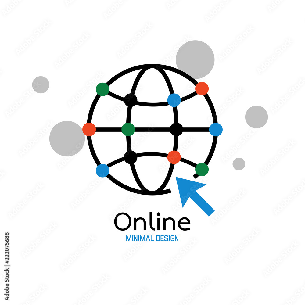 Online logo minimal design. shopping and connection concept. Vector ...