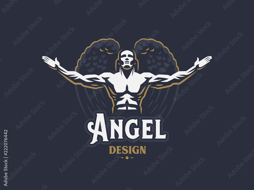Angel man. Vector emblem. Stock Vector | Adobe Stock