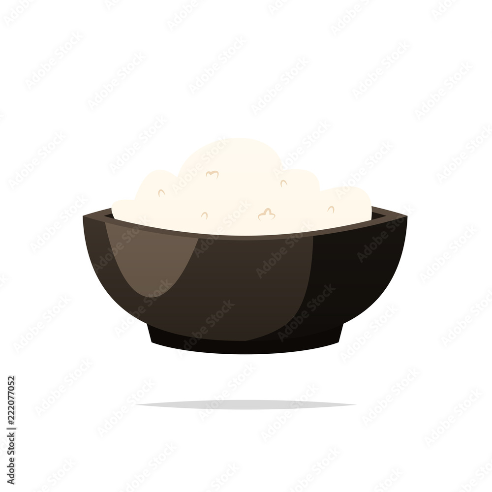 Bowl of rice vector isolated Stock Vector | Adobe Stock