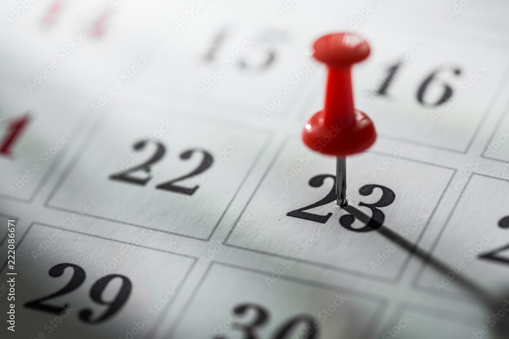 Calendar with Pin Stock Photo | Adobe Stock