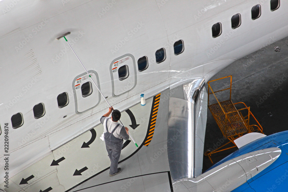 washing of aircraft Stock Photo | Adobe Stock