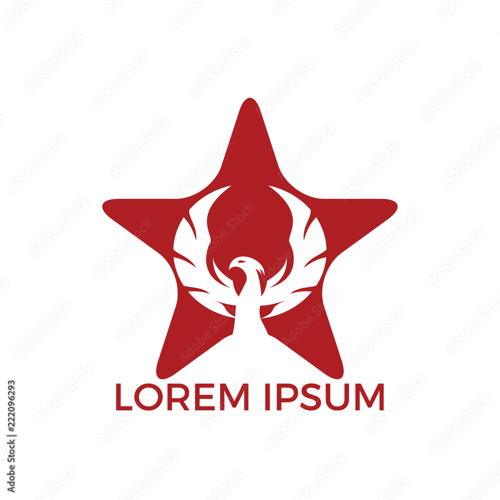 Star shape phoenix logo design. Heraldic phoenix star logo design ...