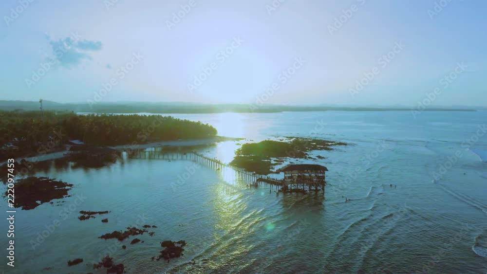 Viewpoint in the ocean at Cloud Nine surf point, Siargao island ...