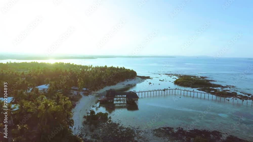 Viewpoint in the ocean at Cloud Nine surf point, Siargao island ...