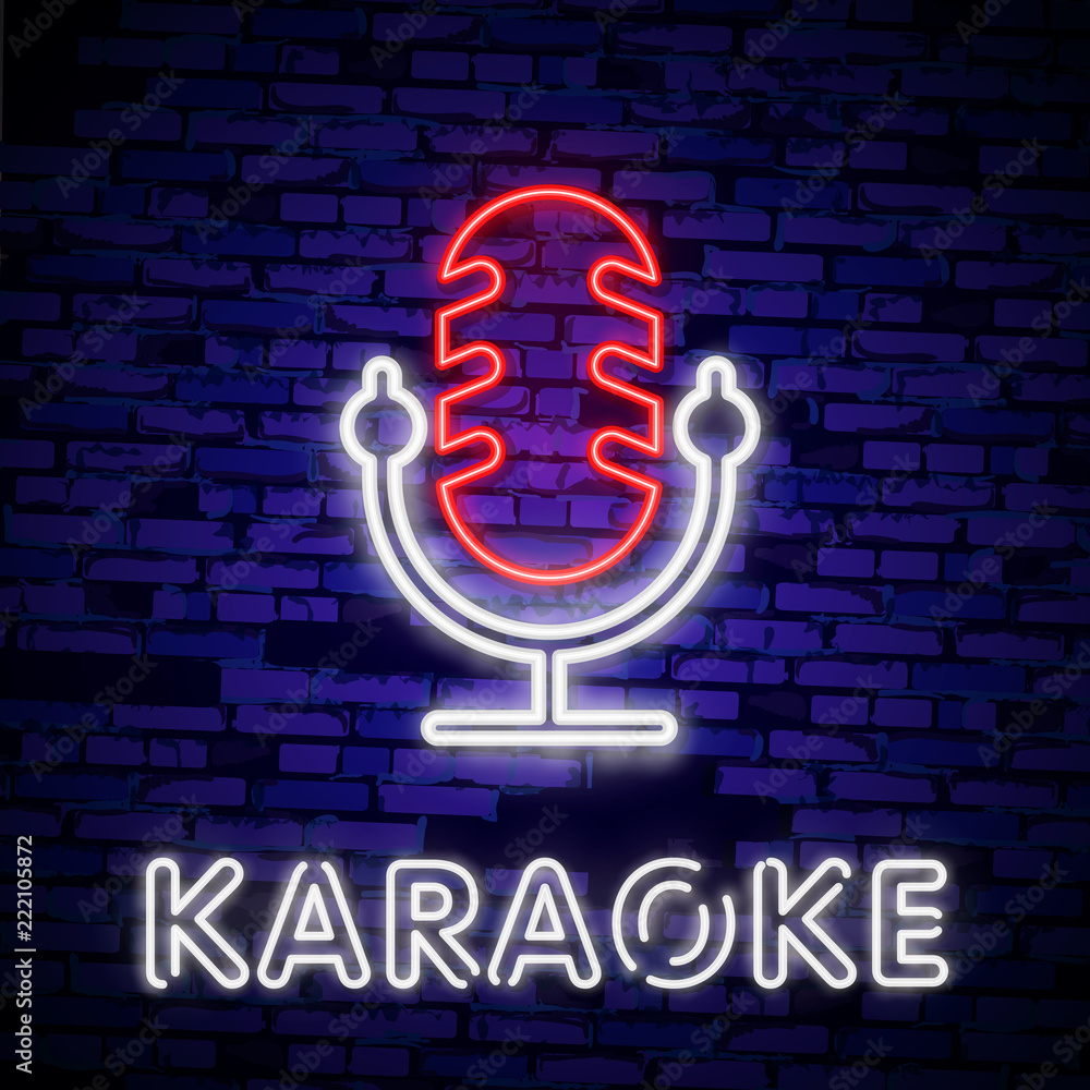 Karaoke of neon signs. Collection is a light logo, a symbol, a light ...