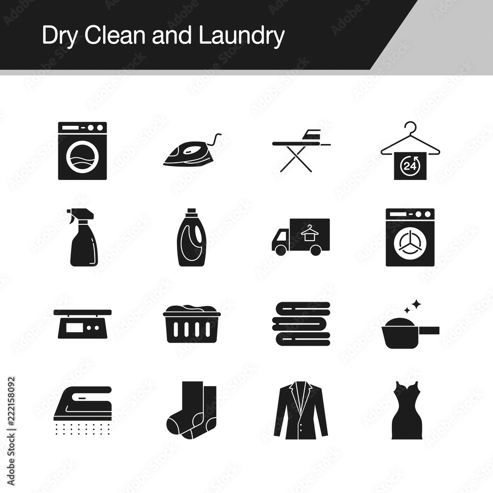 Dry Clean and Laundry icons. Design for presentation, graphic design ...