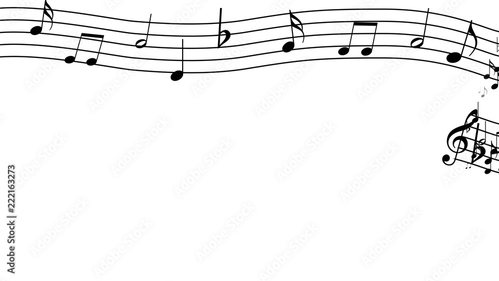 Treble clef and musical notes on a white background. Design. Stock ...