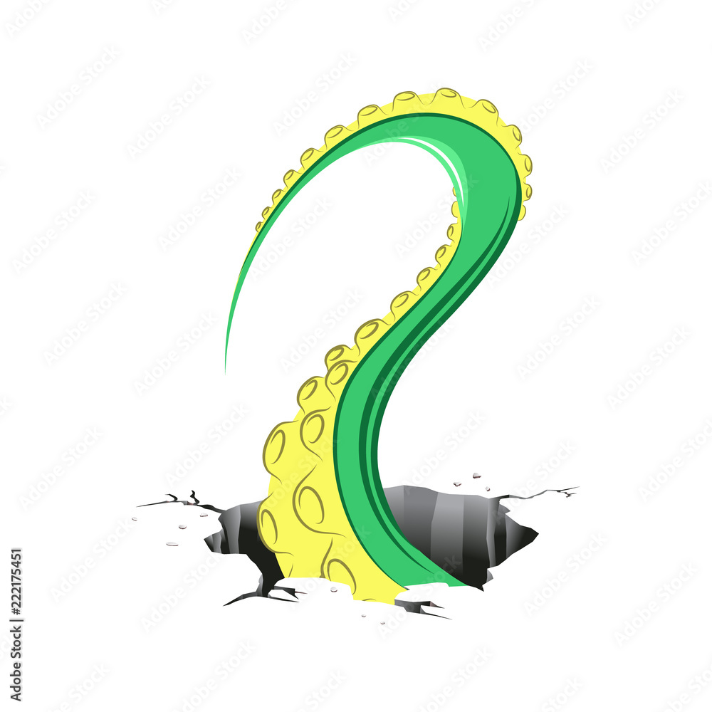 Green cartoon monster tentacle. Vector illustration. Stock Vector ...