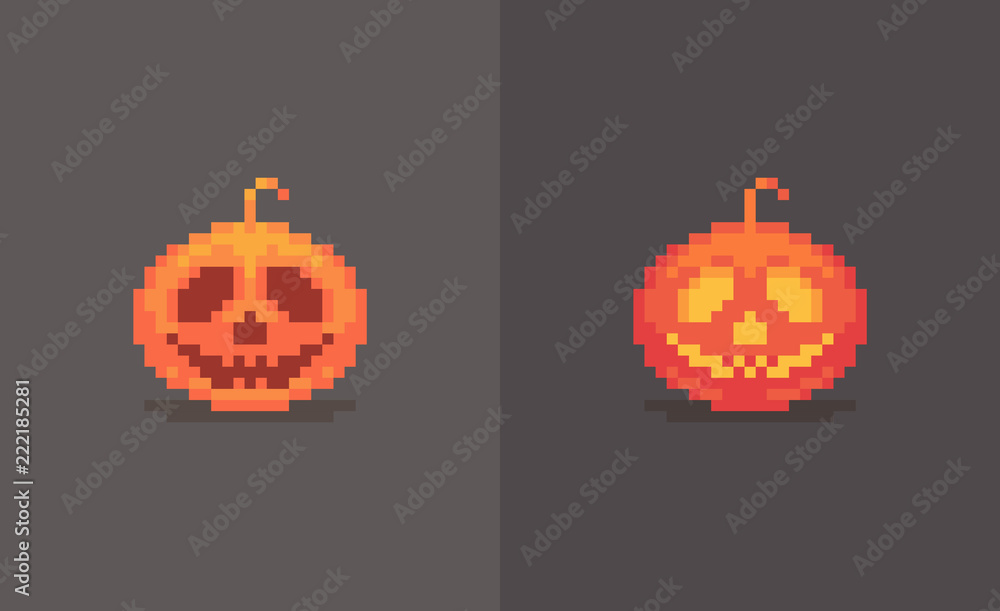 Pixel art pumpkins Stock Vector | Adobe Stock