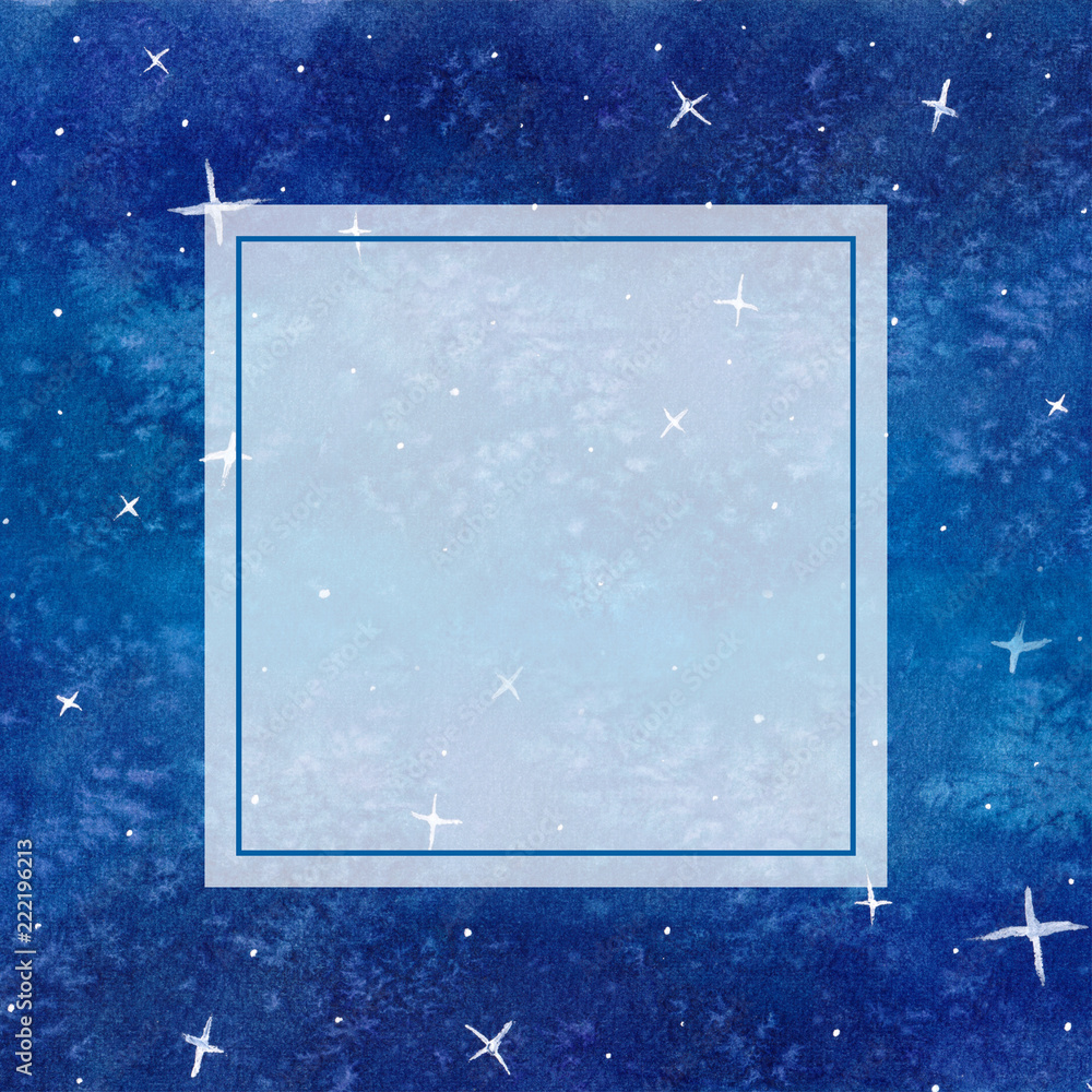 Blue Galaxy Night Sky Watercolor Banner Card Stock Illustration | Adobe ...