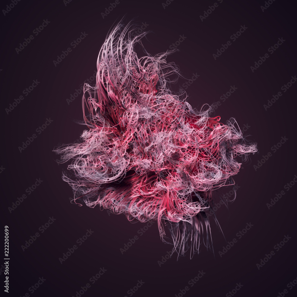 Curl noise flow abstract colored lines. 3d rendering Stock Photo ...