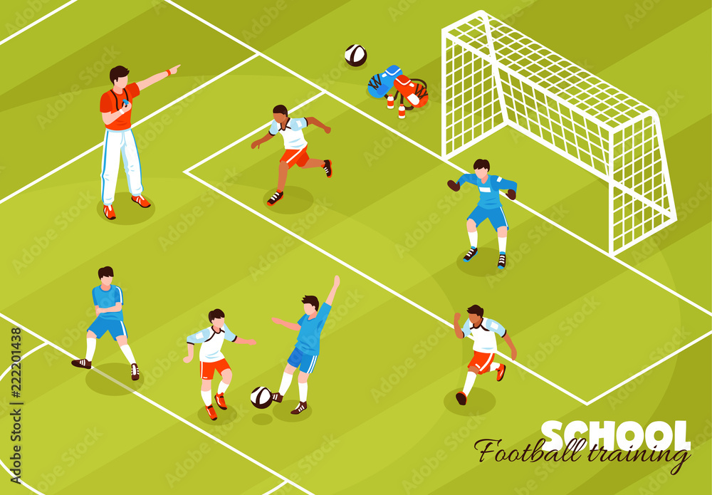 Football Training Kids Background Stock Vector | Adobe Stock