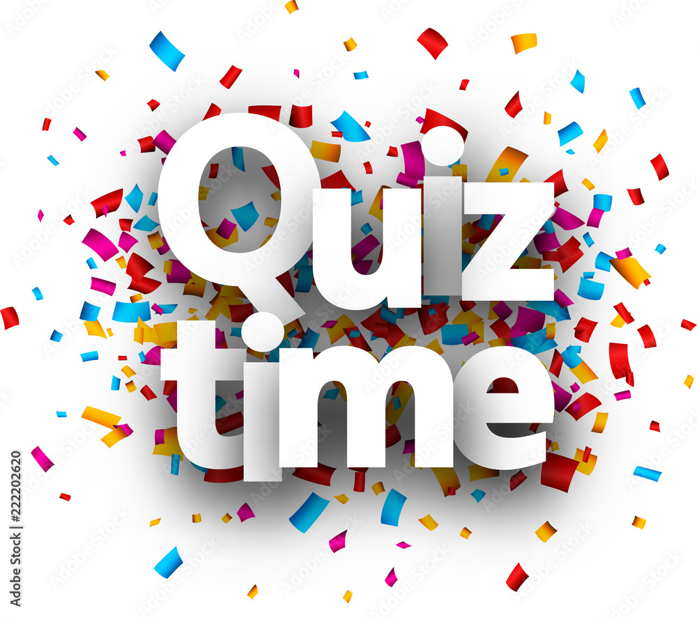 Quiz time card with colorful confetti. Stock Vector | Adobe Stock