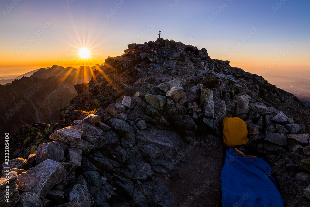 Bival. Bivy during sunset/sunrise series from the top of spectacular ...