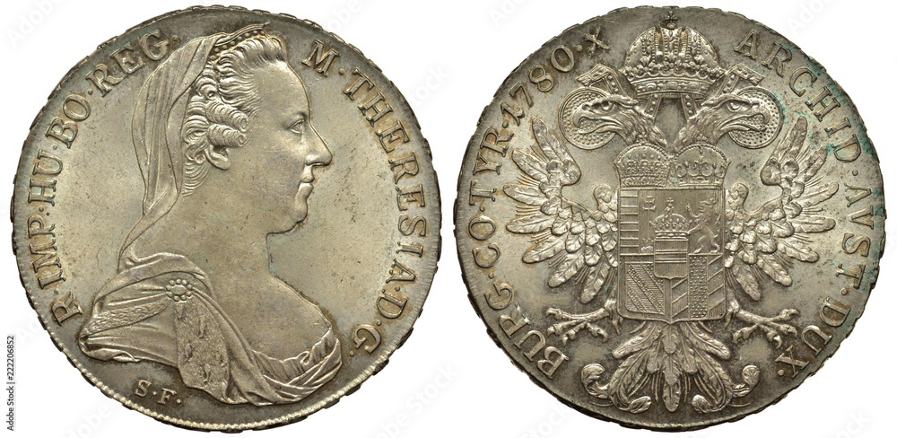 Austria Austrian silver coin 1 one thaler 1780, official restrike of ...