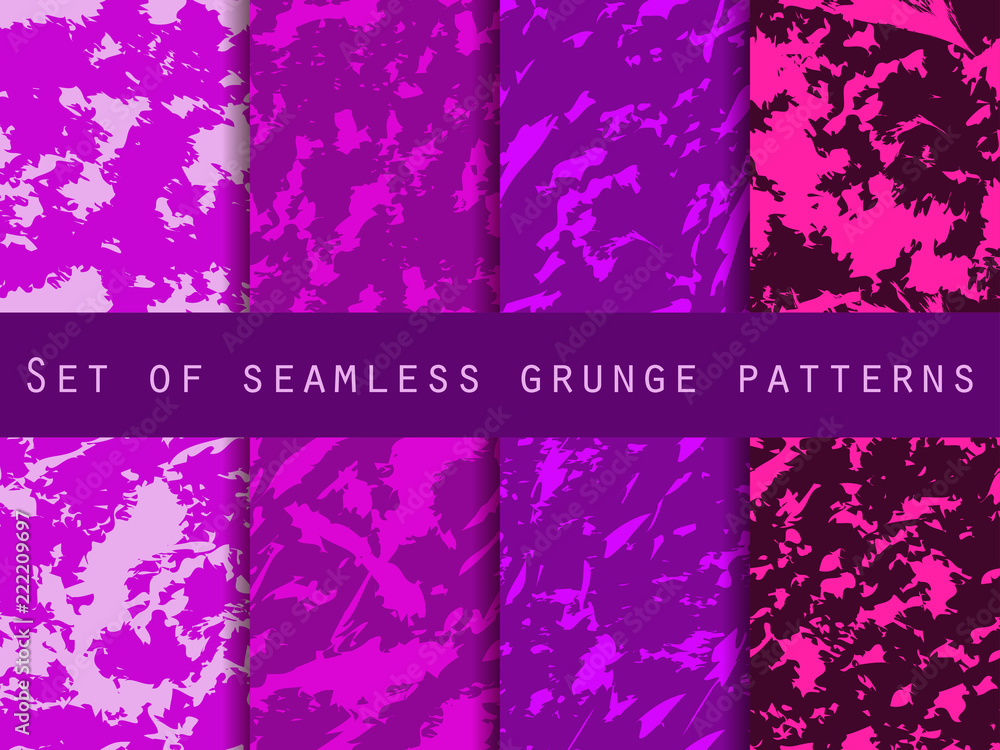 Grunge set of seamless pattern with clots and strokes. Marbled paper ...