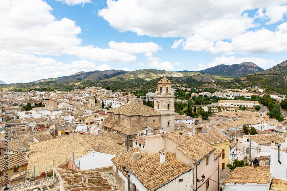 Typical Spanish provincial town from above: tiled roofs, narrow streets ...