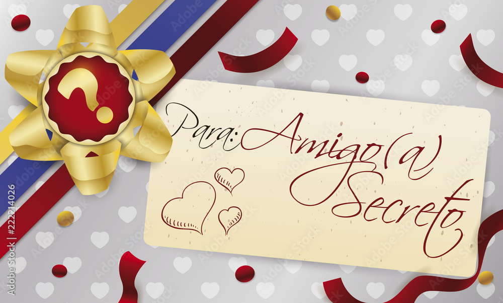 Beautiful Gift Cover with Card for Secret Friend Game, Vector ...