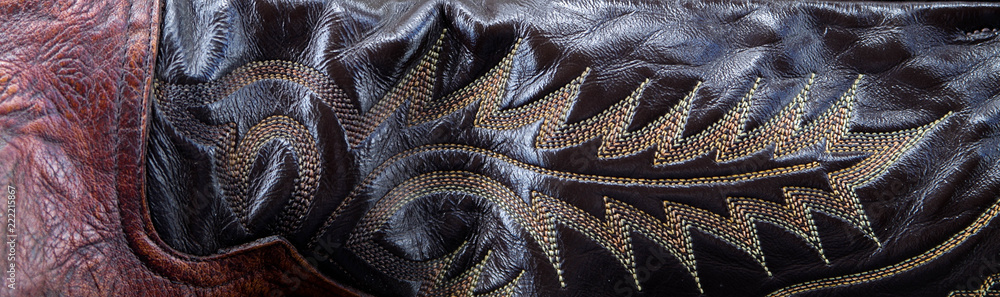 Western leather boot stitching Stock Photo | Adobe Stock